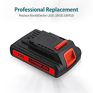 2 Packs 20V Replacement Battery and Charger for Black and Decker 20v Max 3.0Ah,LBXR20 LB20 LBX20 LBX4020 Extended Run Time Cordless Power Tools Series,with 16V/20V Multiple Volt Output Battery Charger