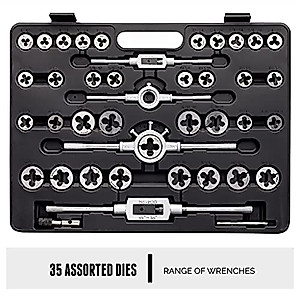Segomo Tools 110 Piece Hardened Alloy Steel SAE Tap And Die Threading Tool Set With Storage Case | SAE Tap and Die Set | Rethreading Kit | Tap Set | Tap and Die Kit - TD110SAE