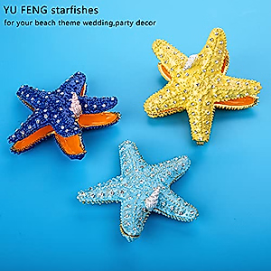 YU FENG Starfish Figurine Trinket Box Hinged Crystals Jeweled Painted Enameled Collectible Sea Star Ornament(Dark Blue)