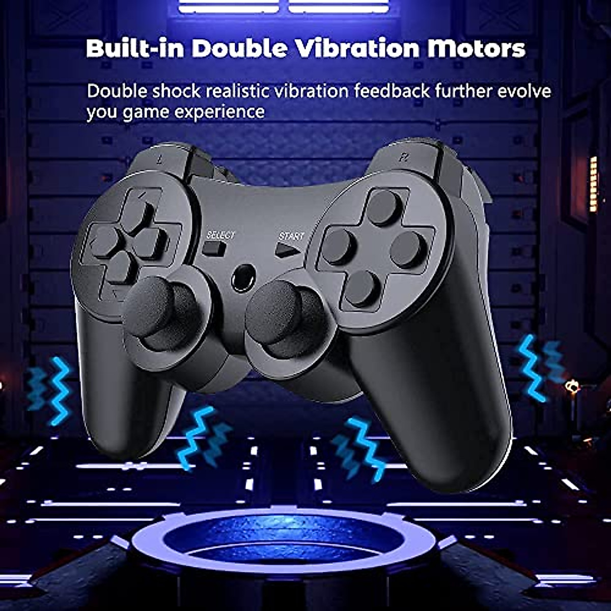 Boowen Wireless Controller for PS3, Upgraded Gaming Controller, 6-Axis High Performance Motion Sense Double Shock 360° Analog Joysticks Remote, Compatible with Sony PlayStation 3