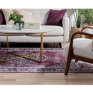 Well Woven Mareva Machine Washable Burgundy Red Vintage Oriental Medallion Area Rug (3'9" x 5'7")