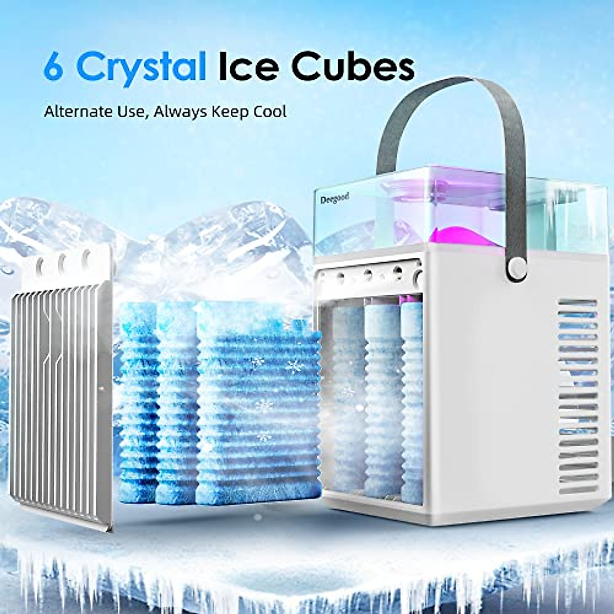 Air Conditioner Fan, Small AC Air Cooler with 20.3Oz Water Tank and 3-In-1 Air Cooler with Humidifier and Fan Modes for Bedroom Home Office and Room Grey