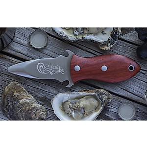 Oyster Knife with Rosewood Handle - Built-In Bottle Openers - GiftBox Included