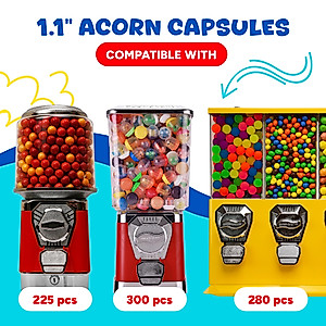 Capsule Vending Machine Translucent Acorn Capsules Empty 500 pcs 1.1 inch - Gumball Machine Capsules Bulk Party Favors Containers - Easter Basket Stuffers Gifts Pinata Stuffers DIY Craft Supplies