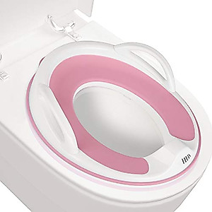 HEETA Potty Training Seat for Boys Girls Kids Toddler, Non Slip Potty Training Toilet with Handle, Easy Clean (Pink)