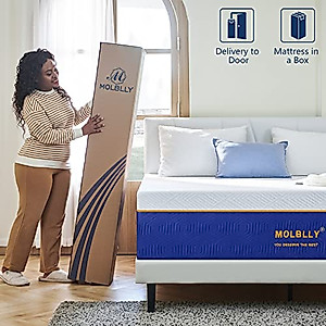 Molblly King Size Mattress, 12 Inch Cooling-Gel Memory Foam Mattress Bed in a Box,Cool King Bed Supportive & Pressure Relief with Breathable Soft Fabric Cover,Premium