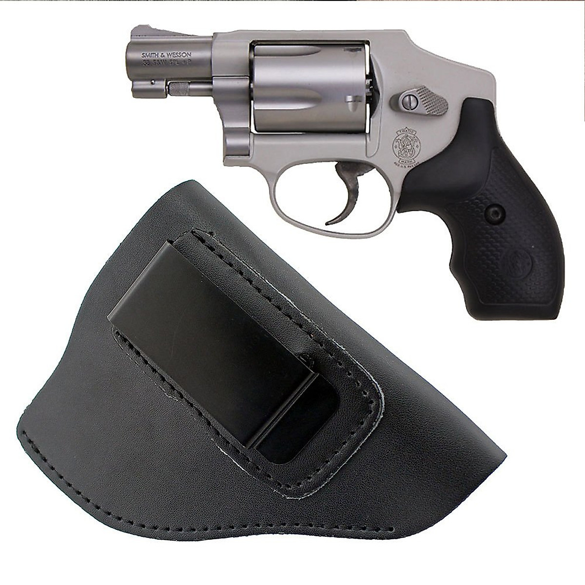 CyberDyer Ultimate IWB Holster Leather Right Hand Pistol Holster for Belts Fits Most Part J Frame 38 Special Revolver Ruger LCR Smith and Wesson Bodyguard Taurus (Black)