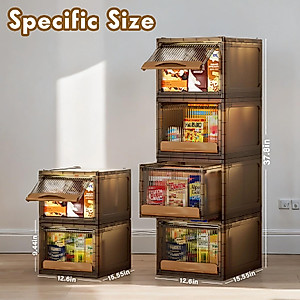 Maricruz Stackable Storage Bins With Lids,Storage Bins With Front Doors,Transparent Storage Cabinet,Stackable Closet Organizers Perfect For Home, Office,Dorm Room(4 Pack,Clear, 8gal)