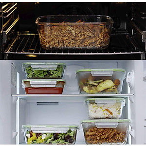 LARGE Glass Containers for Food Storage with Lids Container Baking Dish Set Glass Storage Containers with Locking Lid Set 3 120 OZ/70 OZ/35 OZ Large Glass Meal Storing Serving Food Leakproof Ovensafe