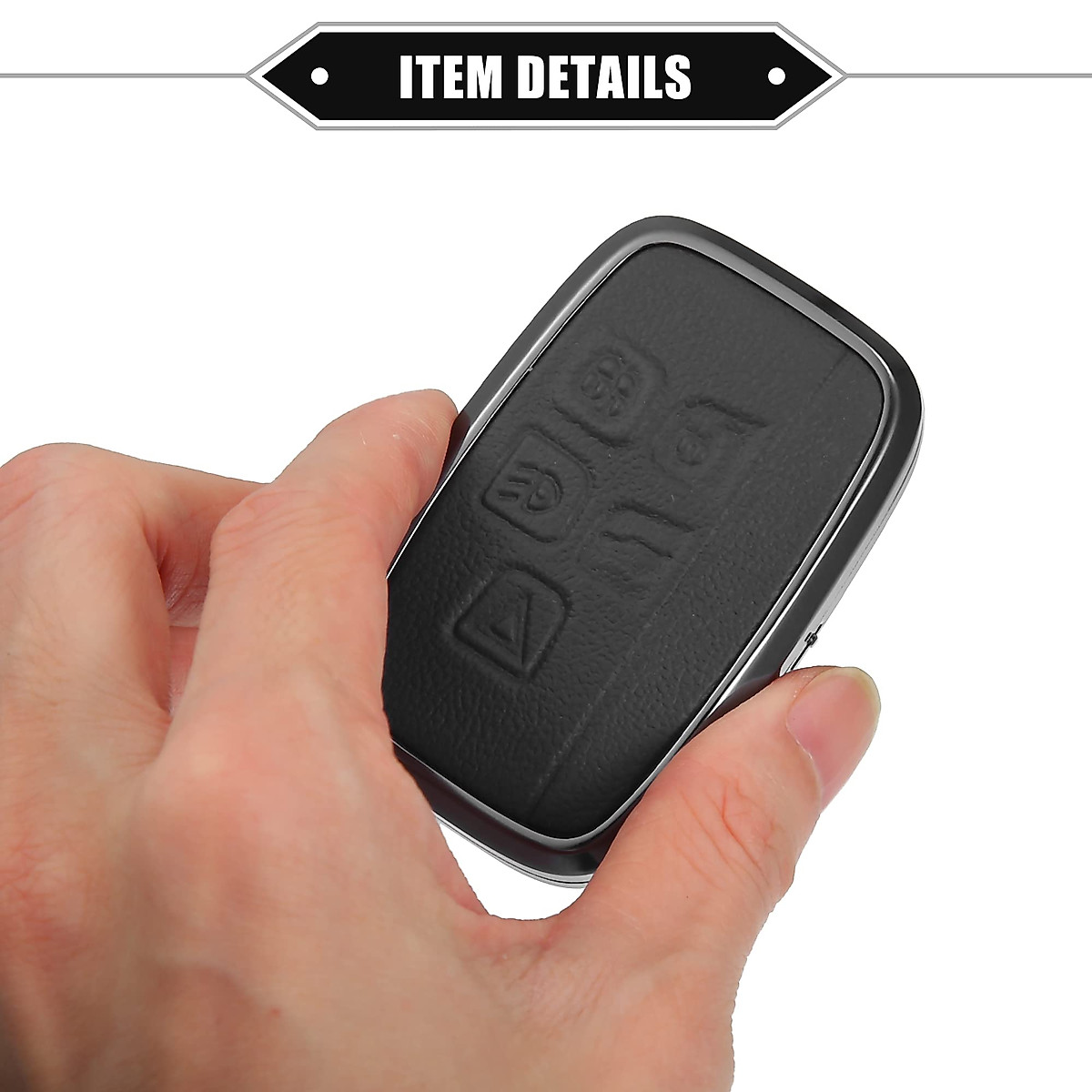 VekAuto Car Smart Key Fob Case Kit Compatible for Jaguar F-Type, Protective Faux Leather Black Keyless Entry Remote Cover with Key Chain