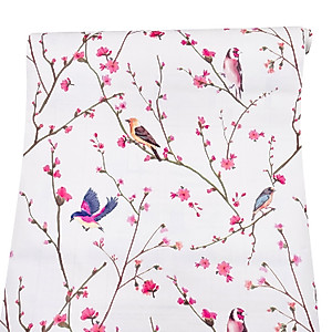 Yifely Peel & Stick Shelf Liner Removable Shelving Paper for Covering Apartment Old Nightstand Closet, Peach Birds, 17.7 Inch by 9.8 Feet