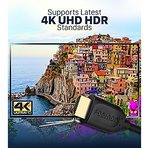 Fosmon HDMI Cable 15FT, 4K HDMI Cable 15 FT, Gold-Plated Ultra High Speed [10.2Gbps UHD 2160p@30Hz 3D HD 1080p] Supports Fire TV, Apple TV, Ethernet, Xbox Playstation PS3 PS4 PC