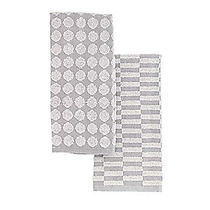 Cuisinart 100% Cotton Kitchen Towels, 2pk - Soft, Absorbent, Bleach Safe Dish Towels Perfect for Everyday Use - Bleach Proof Towels Remain Vibrant and Durable After Wash-16 x 27 Hand Towels - Gray
