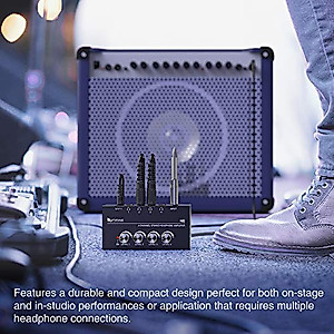 Fifine Headphone Amplifier 4 Channels Metal Stereo Audio Amplifier,Mini Earphone Splitter with Power Adapter-4x Quarter Inch Balanced TRS Headphones Output and TRS Audio Input for Sound Mixer-N6