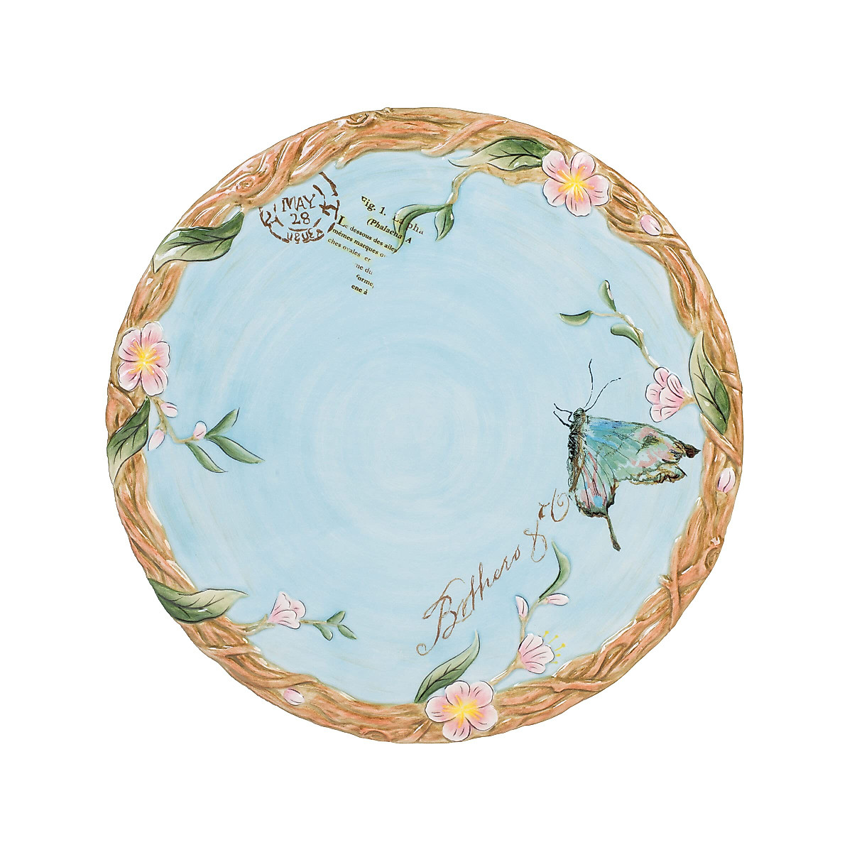 Fitz and Floyd Toulouse Footed Cakeplate Serving Platter, 11-Inch, Multicolor