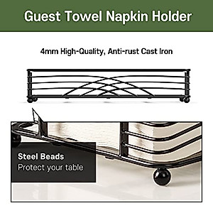 LEVIMETREE Guest Towel Napkin Holder – Cast Iron Black Napkin Holder for Table – Versatile and Modern Bathroom Napkins Guest Disposable – Premium Paper Hand Towels Kitchen Caddy