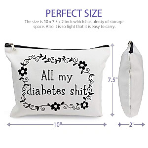 Diabetic Supplies Cosmetic Bag - All My Diabetes - Diabetic Emergency Kit Funny Travel Bags Zipper Pouch Toiletry Make-Up Case for Women Grandma Grandpa Mom Dad Sister Brother Birthday Christmas Gifts