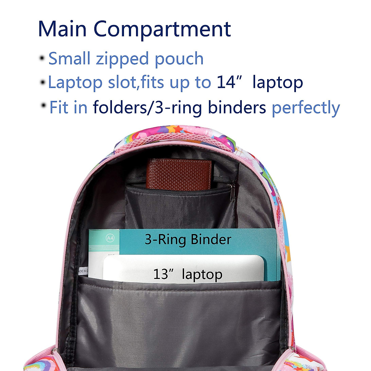 BLUEFAIRY Kids Backpack for Girls Elementary Primary School Bags for Kindergarten Childs Bookbags Lightweight Cute Gifts 17" Mochilas Escolares para Niñas de 6 7 8 9 Rainbow Pink