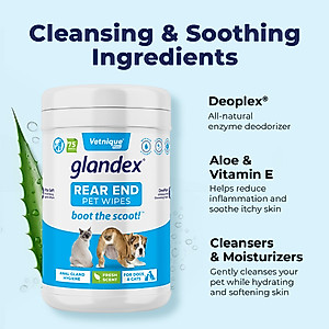Glandex Anal Gland Hygienic Pet Wipes (75 Ct) and Dermabliss Omega Skin & Coat Chews (60 Ct) Bundle Dog Cleaning Wipes with Fresh Scent for Anal Glands, Skin and Coat Supplements for Dogs