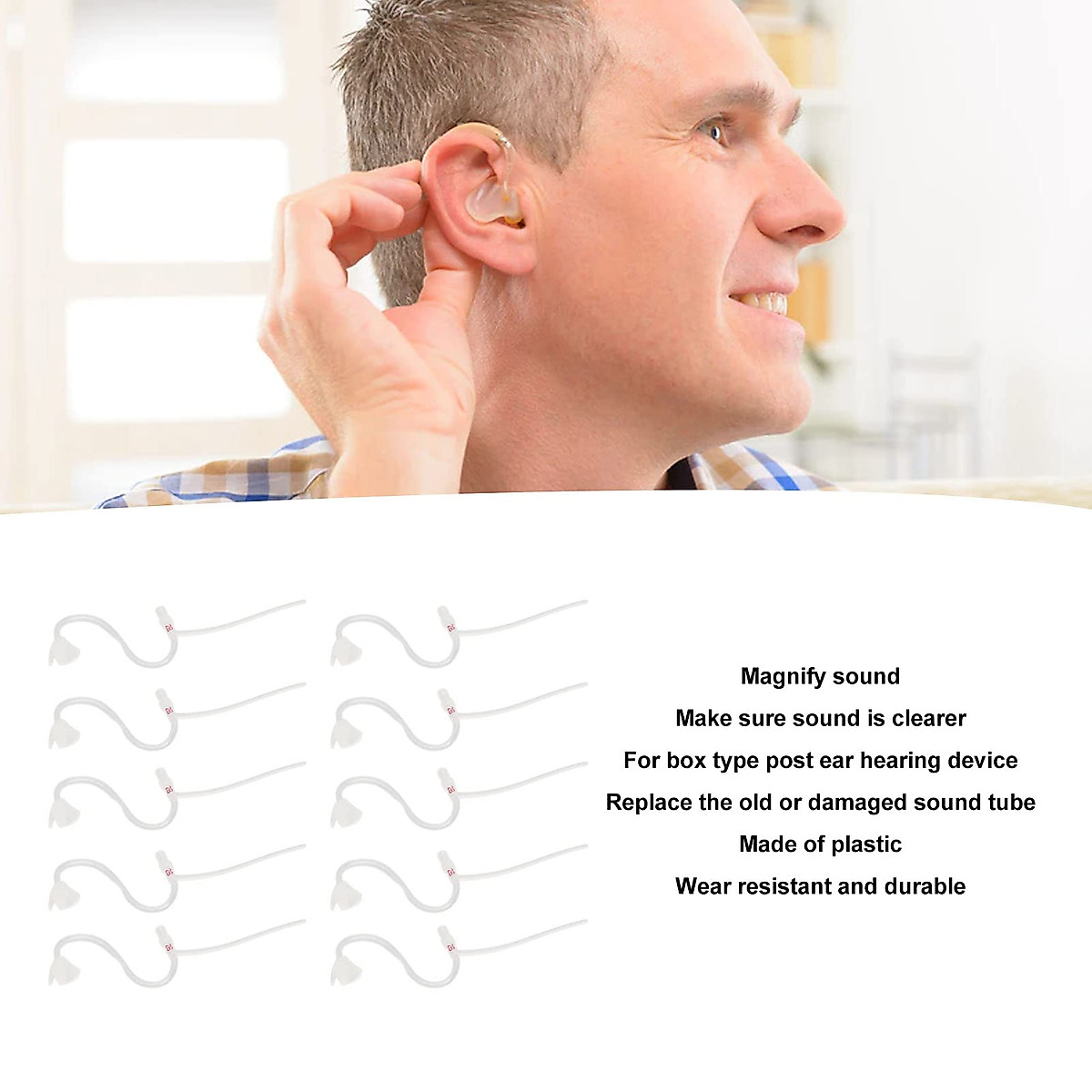 Sound Tubes, 10PCS Sound Tubes Sound Compact Plastic Replacement Slim Sound Tubes Tube for Repairing (Right Ear 2BR)