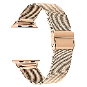 TRUMiRR Rose Gold Band for Apple Watch Series 10 42mm / 9 8 7 41mm Women, Mesh Stainless Steel Watchband Feminine Strap Replacement for iWatch SE Series 6 5 4 3 2 1 38mm 40mm