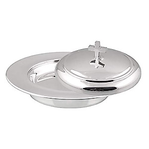 Communion Ware 3 Holy Wine Serving Tray with A Lid & 3 Stacking Bread Plate with A Lid - Mirror Finish Stainless Steel