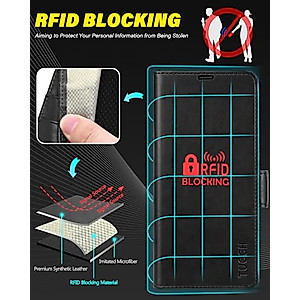 TUCCH Wallet Case for Galaxy S23 Ultra 5G, [TPU Shockproof Interior Case] Kickstand [RFID Blocking] Card Slot, Magnetic PU Leather Folio Cover Compatible with Galaxy S23 Ultra 5G 6.8-Inch 2023, Black