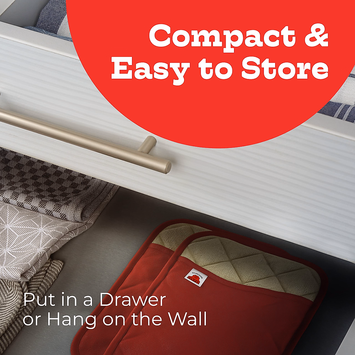 Pot Holders for Kitchen Heat Resistant, Set of 2, Silicone Pot Holders for Kitchen and Baking, Red