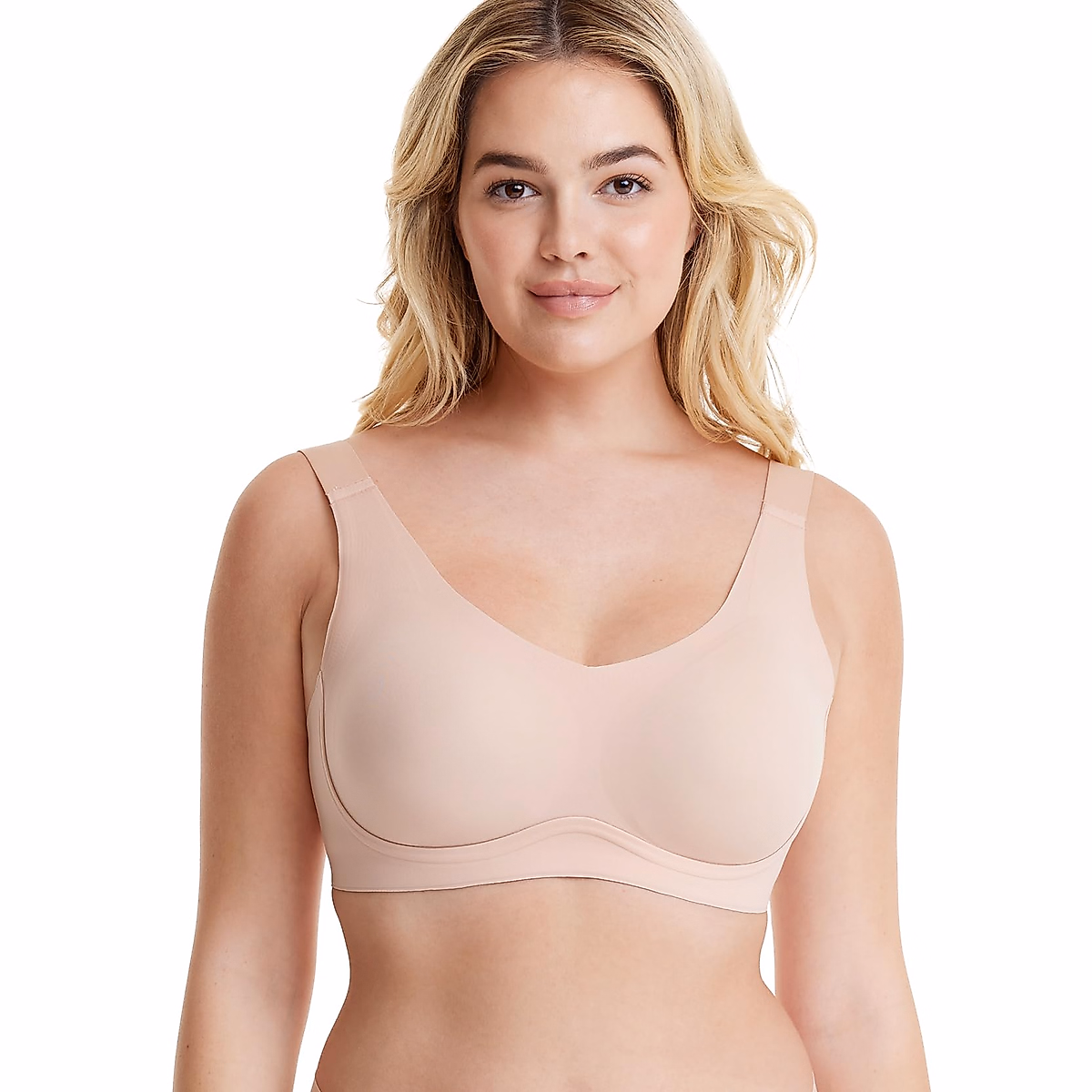 COMFELIE Wireless Bra with Support B-E Cups, Lightly Lined Zero Gravity Sculpt No Spillage Seamless T-Shirt Bra EB063