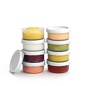 Condiment Cups Containers with Lids- 8 pk. 1.3 oz.Salad Dressing Container to go Small Food Storage Containers with Lids- Sauce Cups Leak proof Reusable Plastic BPA free for Lunch Box Picnic Travel