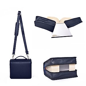 Schönfelderskin Puro, (Hochwertiges Und Robustes Rindleder) Marine-Blau, Mit Aluminium Buchstütze. Das Original Schönfelderskin Puro Set - ... Und Aluminiumbuchstütze - Marine-Blau