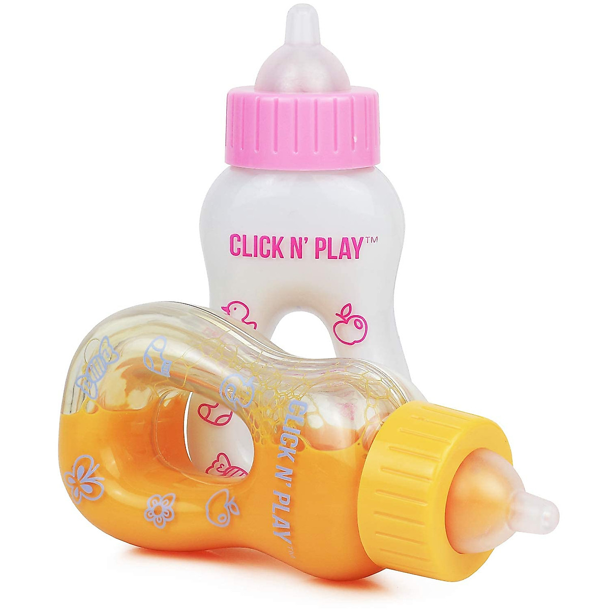 Click N' Play Magic Toy Set, Play Baby Bottles with Disappearing Milk & Juice, Doll Accessories for Kids & Toddlers, Great Gift for Little Girls Ages 2-4