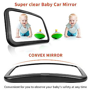 Baby Car Mirror for Car Seat Rear Facing,Large Safety Car Seat Mirror for Rear Facing Infant Child with Wide Crystal Clear View - Shatterproof 360° Adjustable Baby Mirror for Back Seat Rear Facing