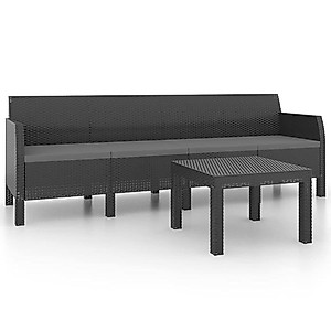 VRAXO 2 Piece Patio Lounge Set with Cushions PP Rattan Anthracite,Outdoor Furniture Sets-72.05lbs