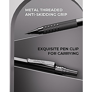 Nicpro 30PCS Black Metal Mechanical Pencil Set in Leather Case, Art Drafting Pencil 0.5, 0.7, 0.9 mm, 2mm Lead Pencil Holders for Sketching Drawing With 16 Tube (6B 4B 2B HB 2H 4H Colors)Lead Refills