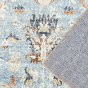 COLLACT Runner Rug 2x5 Area Rug Persian Rug Door Mat Vintage Distressed Rug Entrance Mat Foldable Thin Rug Blue Floral Print Carpet Non Slip Boho Farmhouse Kitchen Living Room Bedroom Dining Room