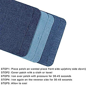 Pack of 12pcs Iron On Denim Patches for Jeans Clothing Repair Elbow Pants Knees 12.5 X 9.5cm(4.9" X 3.7") (Style 1)
