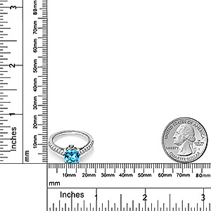 Gem Stone King 925 Sterling Silver Cushion 7MM Gemstone Birthstone and White Created Sapphire Engagement Ring | Wedding Engagement Anniversary Promise Ring For Women