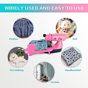 Sewing Machines Mini, portable Sewing Machine，sewing machine child's，kit easy hand held sewing machine manual sewing machine leather jeans plastic Upgraded Electric Sewing Machine with Sewing Bag, Expansion Board, LED Light (Pink)