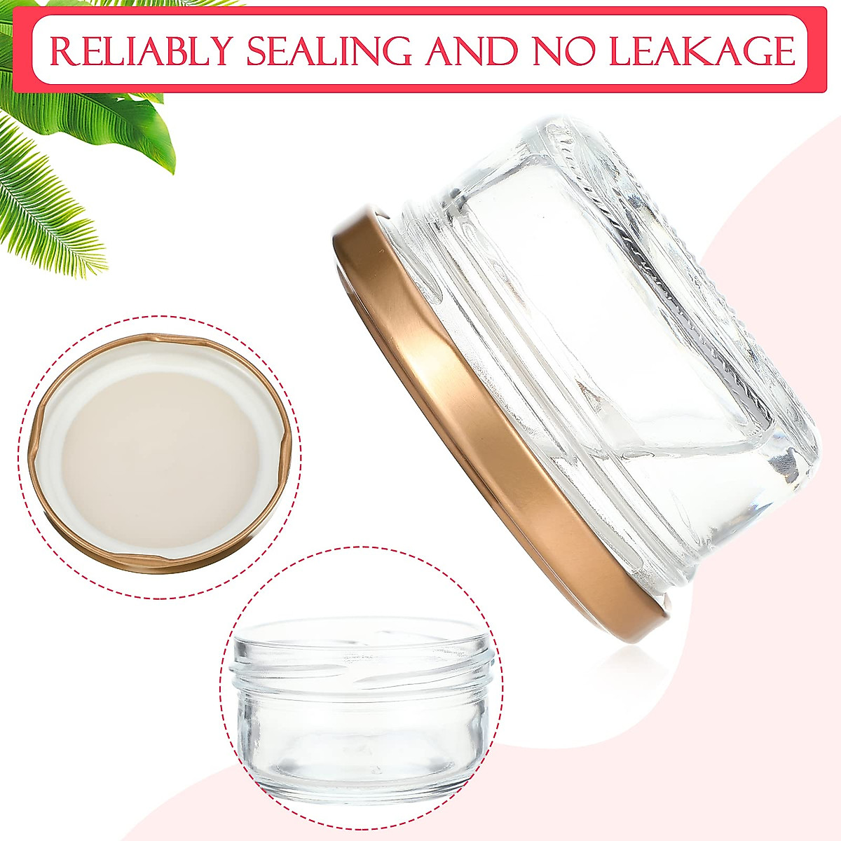 12 Pcs 2.5 oz Salad Dressing Container to Go Small Glass Food Storage Containers with Lids Airtight Small Glass Jars Leak Proof Reusable Dipping Condiment Sauce Containers for Lunch Box Picnic Travel