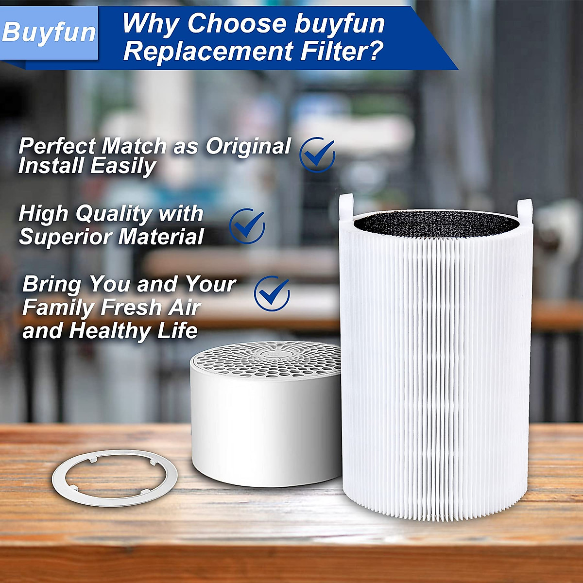 buyfun for Blueair Blue Pure 411 Replacement Filter, Replacement Filter for Blueair Blue Pure 411, 411+, 411 auto and Mini Models