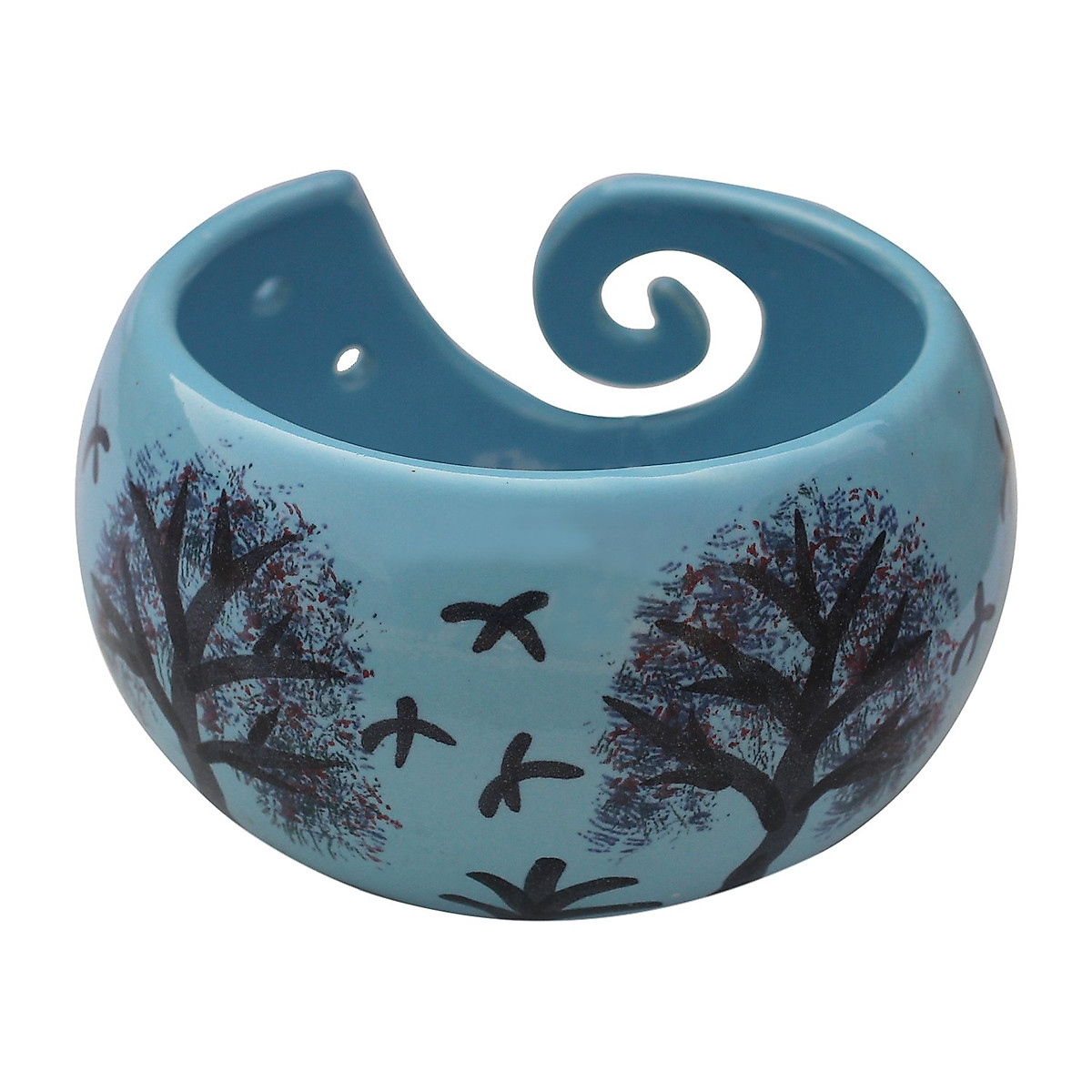 for Mom: 7-Inch Ceramic Yarn Bowl for Crocheting – Tangle-Free Knitting with Smooth Spiral Outlet by Abhandicrafts