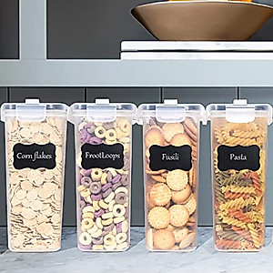 Airtight Food Storage Containers with Lids,BPA Free Plastic Cereal Containers Storage 4 Pack 135.2 fl oz,Kitchen and Pantry Organization storage for Dry Food,Cereal,Flour,Sugar,Include 24 Labels
