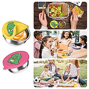 holoith Salad Dressing Container To Go,6 Pcs 2.4 oz Condiment Cups Small Containers with Lids Stainless Steel Sauce Containers for Lunch Box Leak Proof Reusable Lunch Box Containers