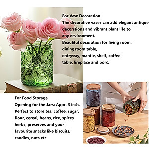 Pletmin Vintage Glass Jar, 23.7 FL OZ Airtight Glass Storage Jar with Acacia Lid, Food Containers for Kitchen Ideal for Tea, Coffee, Sugar, Candy, Cookies, Spices, Home Decorative Jar(GREEN 2PACK)