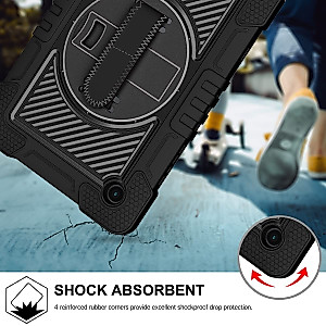 UPIKIT Tablet PC Case Shockproof Durable Protective Cover Durable 360 Degree Rotating Bracket Case Compatible with Samsung Galaxy Tab A8 10.5-Inch 2021 (SM-X200/X205/X207) Tablet Home (Color : Black)