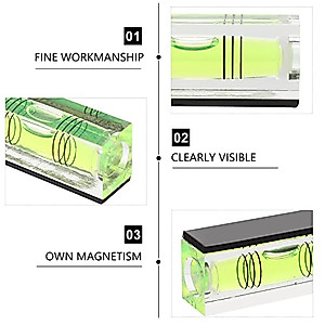 VILLCASE Magnetic Tool High Precision Mini Level Bubble Small Horizontal Bubble Three Line Horizontal Pearl Level Magnetometer (52 * 18 * 15mm Green magnetism 1PCS) Magnetic Tools