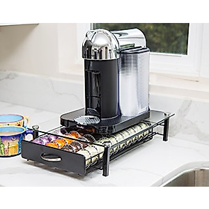 Insight Nespresso Vertuoline Coffee Pod Holder (Holds 40 Vertuo Coffee or Espresso Capsules)-- Tempered Glass Drawer (Coffee pods NOT Included. Does NOT fit K-Cups)