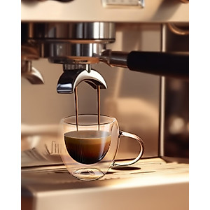 BSDPRFE 2.5 oz Espresso Cups Set of 2 with Handle Espresso Shot Glasses, Double Wall Insulated Espresso Mugs, Tazas de Cafe Expreso, Milk Cup with Handle, Suit for Espresso Machine