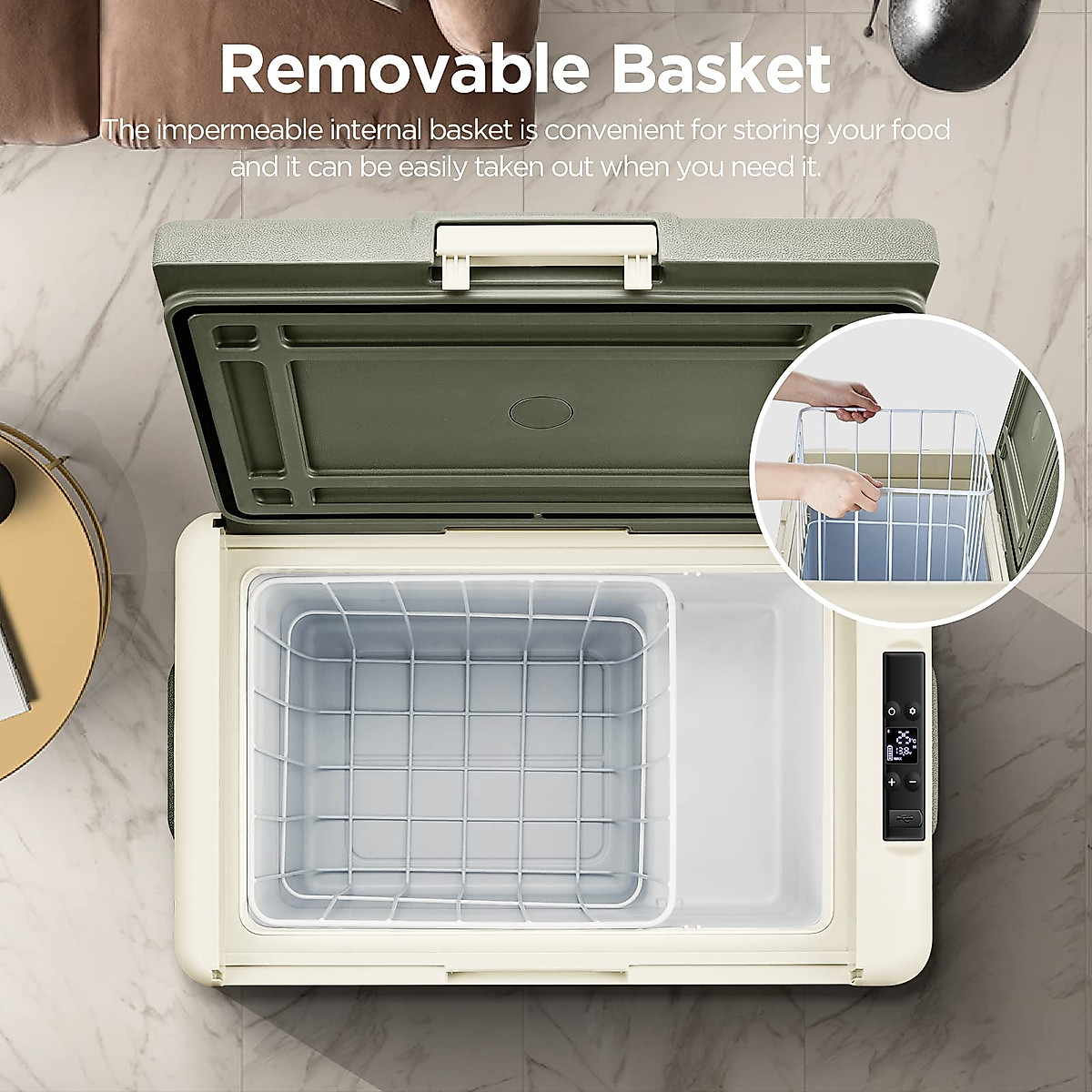 AAOBOSI 12 Volt Car Refrigerator 32 Quart (30L) RV Portable Refrigerator Freezer Car Fridge Cooler -4℉-68℉ Electric Compressor Cooler 12/24V DC 100-240V AC Travel